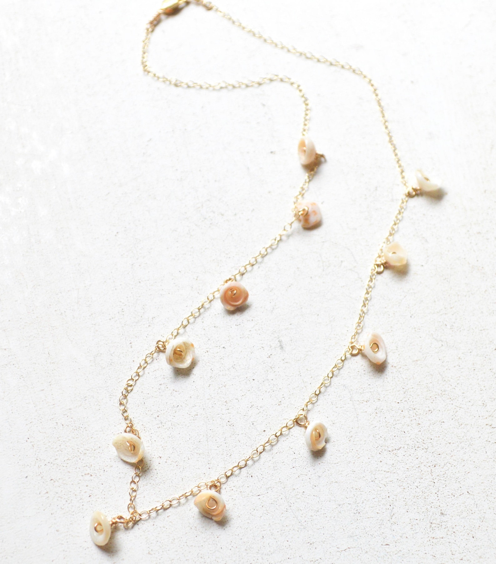 Puka Shell Choker Puka Shell Necklace Gold Dangling Shell - Etsy