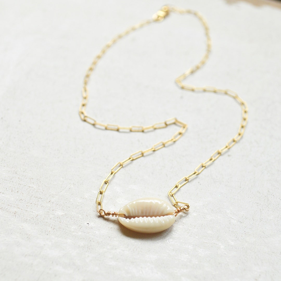 Cowrie Shell Choker, Cowrie Gold Chain Choker, Cowrie Pendant Necklace ...