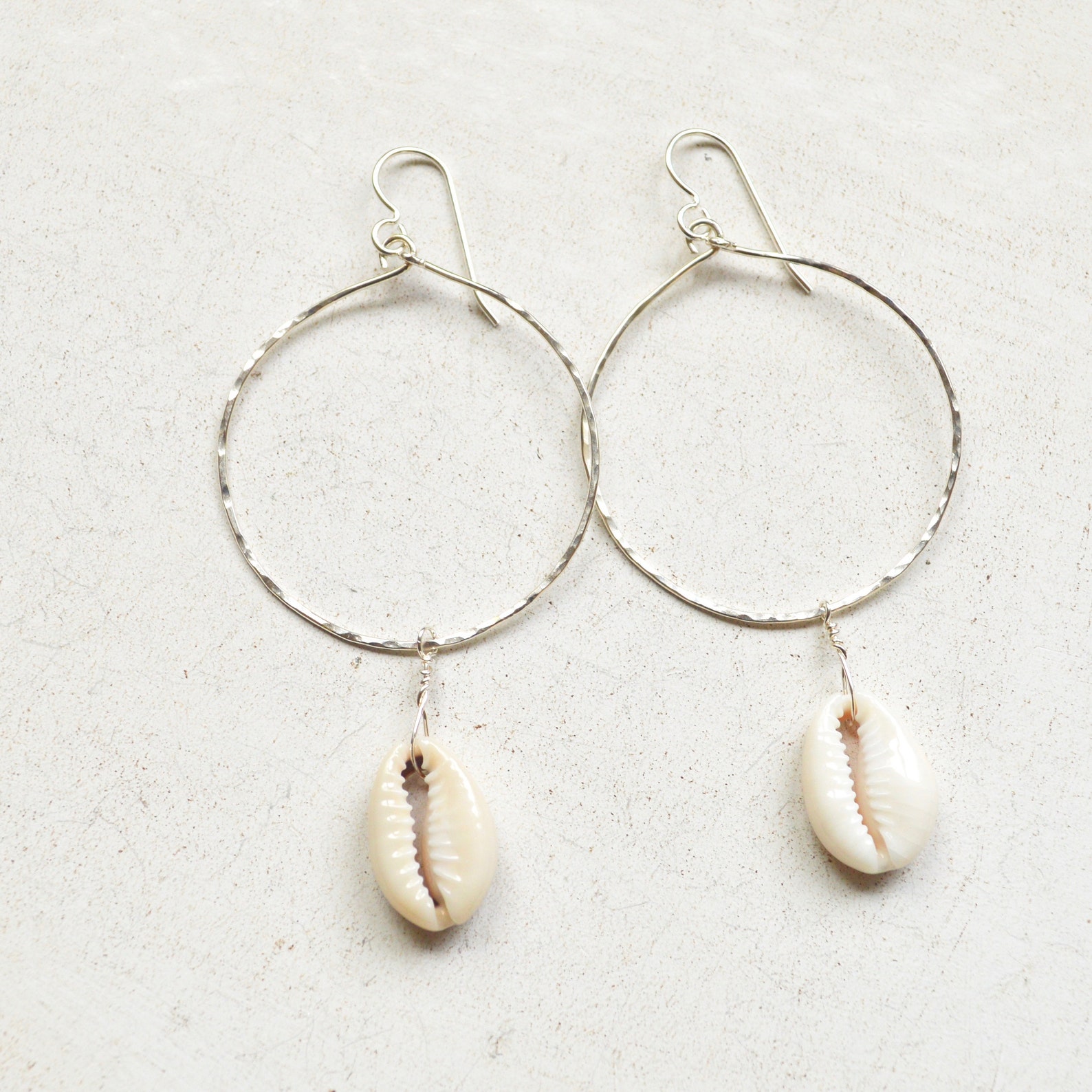 Cowrie Shell Hoops in Sterling Cowrie Hoop Earrings | Etsy