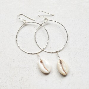 Cowrie Shell Hoops in Sterling Cowrie Hoop Earrings - Etsy