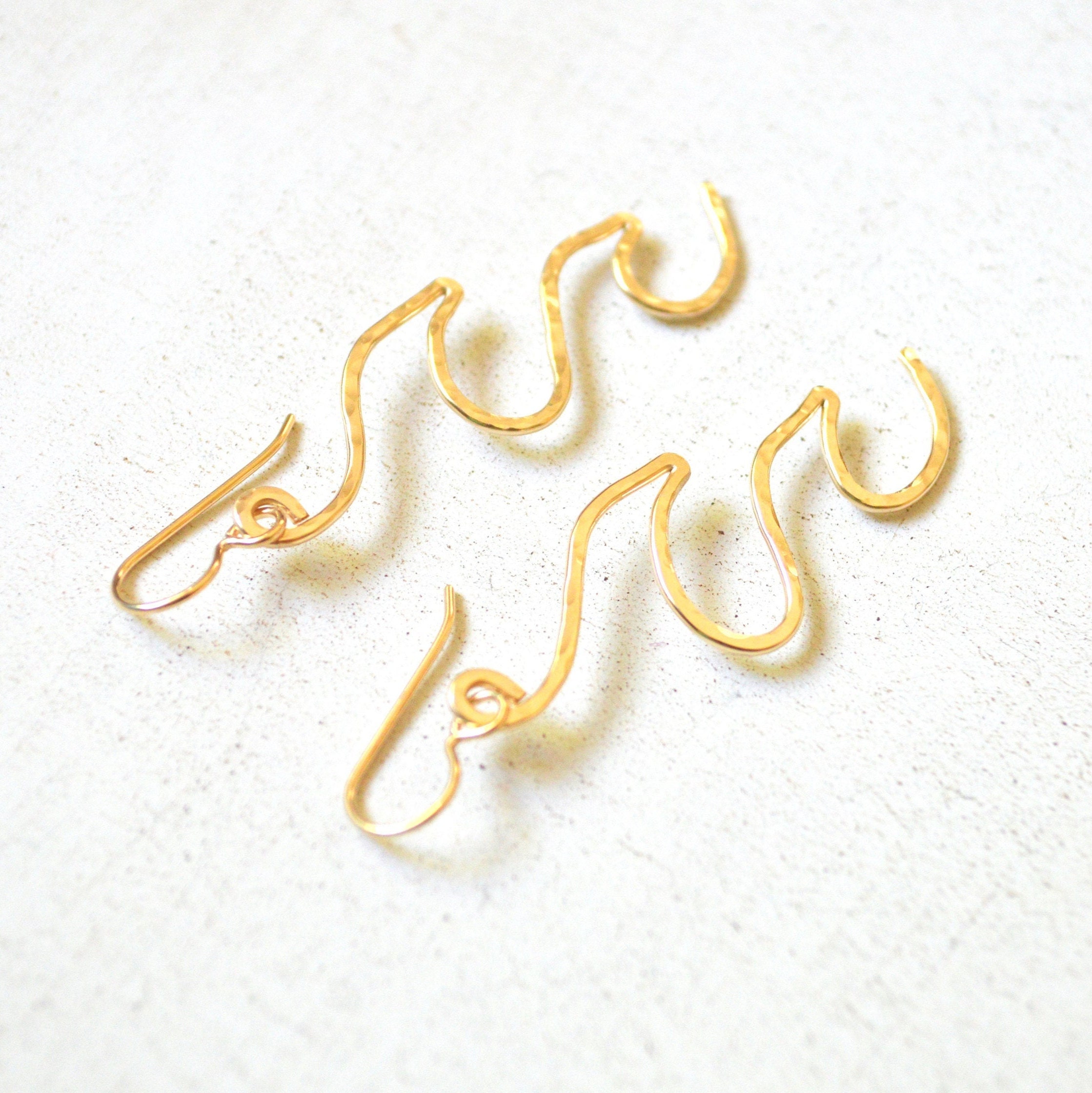 Ocean Wave Earrings Gold or Sterling, Dangling Wave Earrings, Double ...