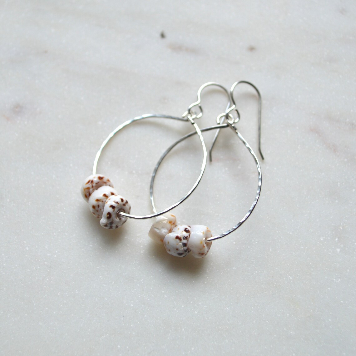 Triple Puka Shell Hoops Puka Shell Earrings - Etsy