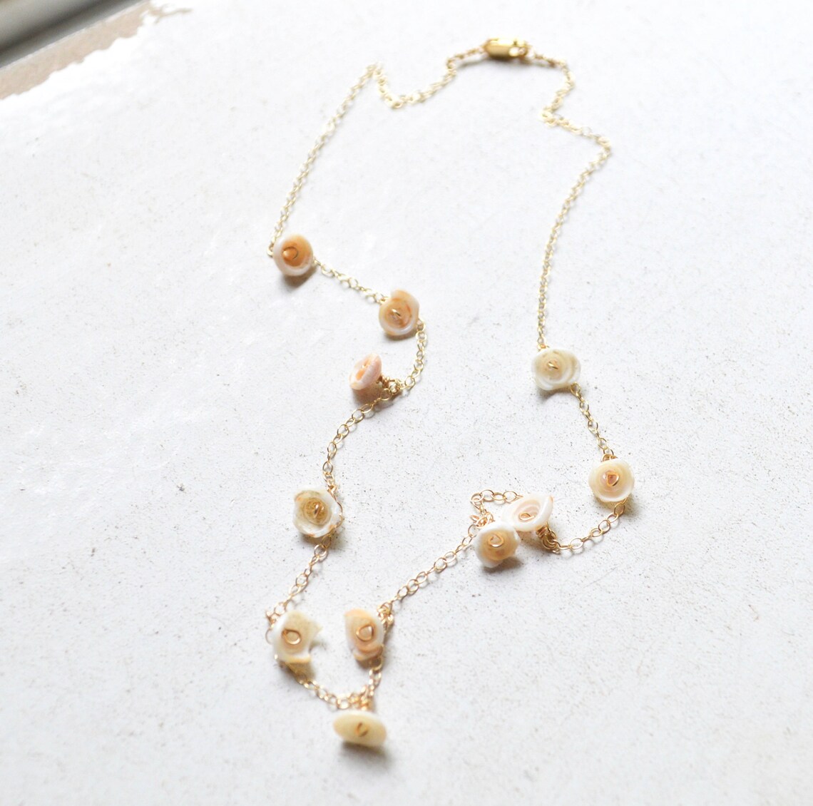 Puka Shell Choker Puka Shell Necklace Gold Dangling Shell | Etsy