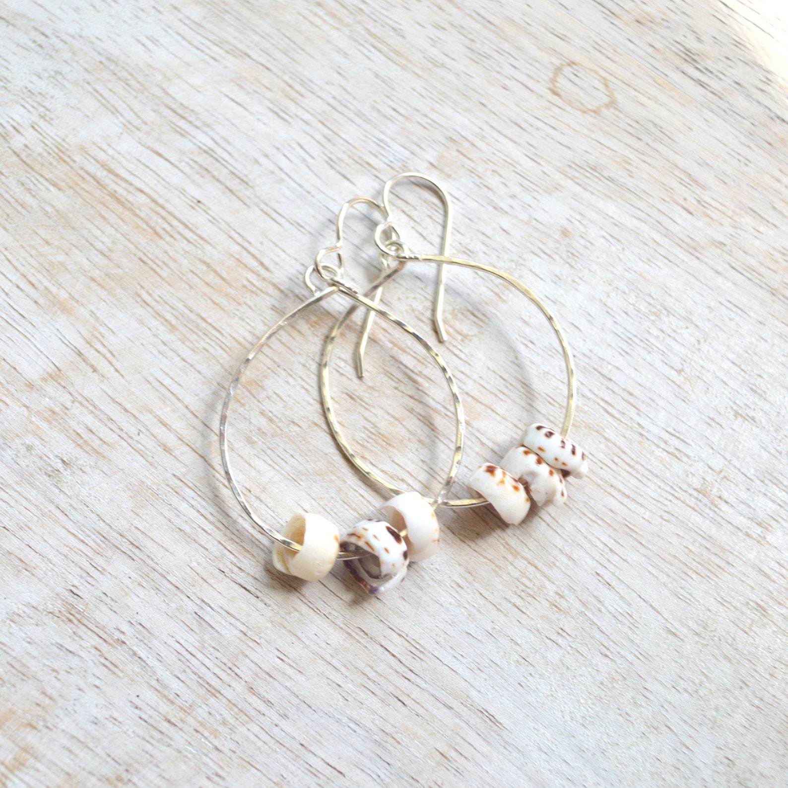 Triple Puka Shell Hoops Puka Shell Earrings - Etsy