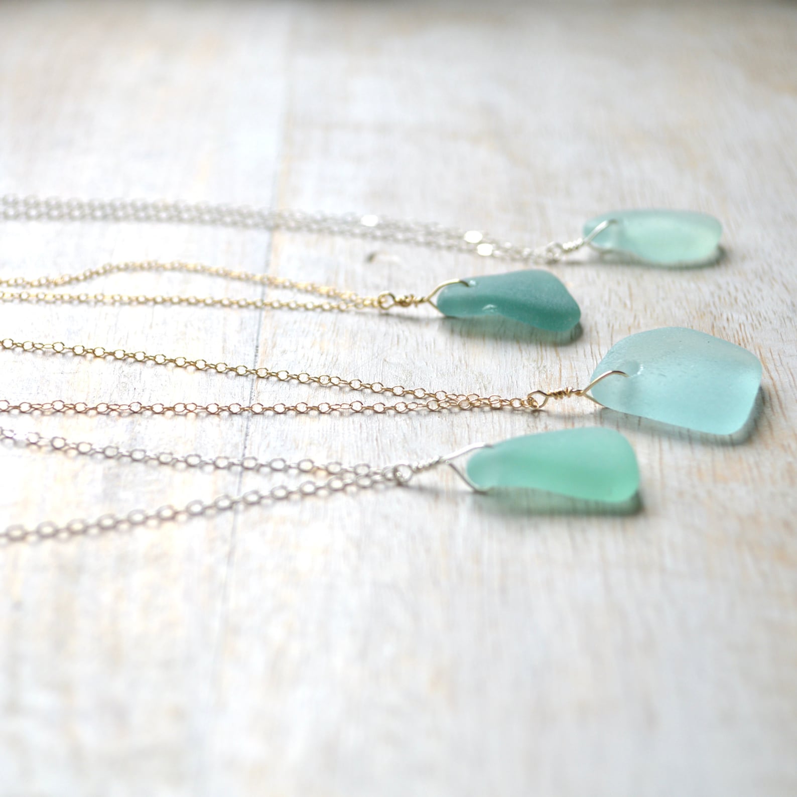 Sea Glass Necklace Sea Glass Pendant in Aqua or Sea Foam - Etsy