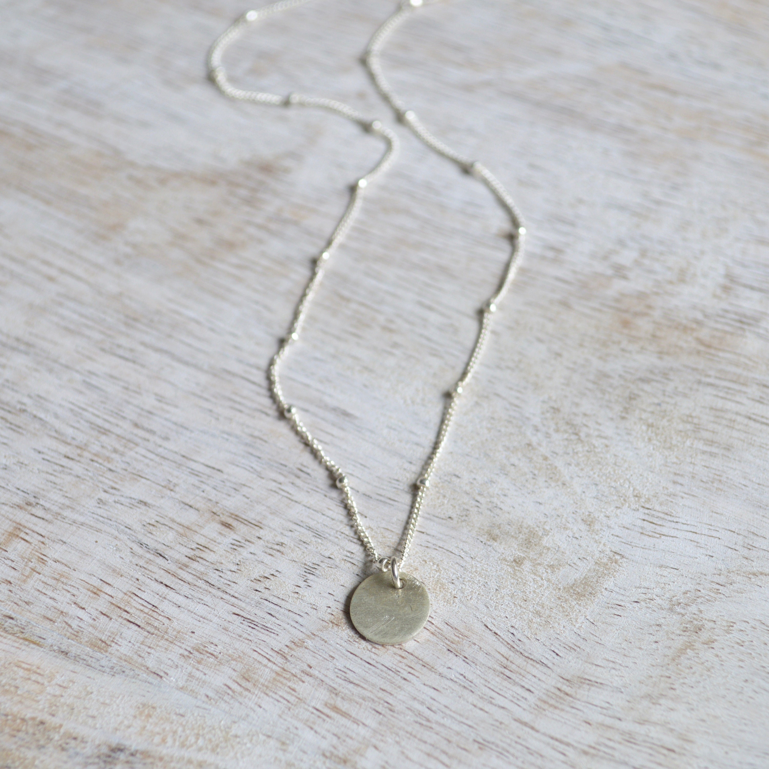 Tiny Sterling Disc Necklace Dainty Disc Pendant | Etsy