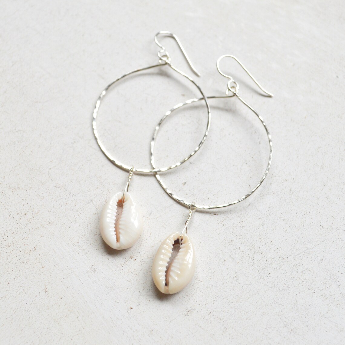 Cowrie Shell Hoops in Sterling Cowrie Hoop Earrings | Etsy