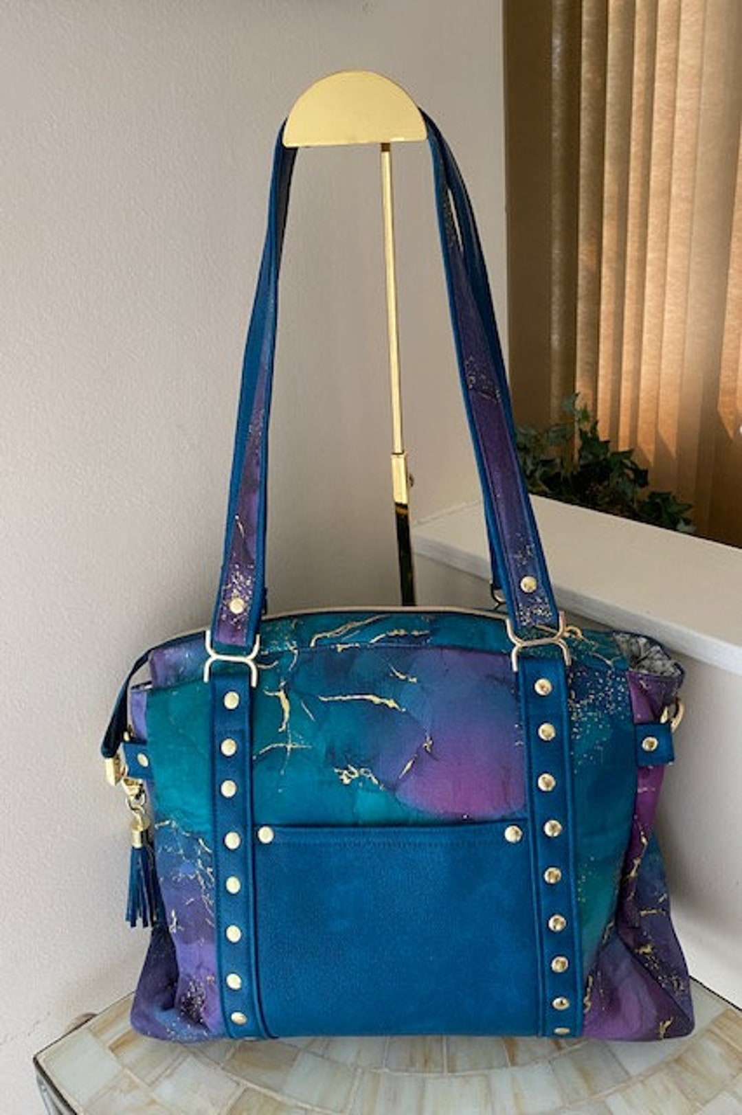 Statement Handbag, Teal Blue Handbag, Handbag With Bling, Fashion ...