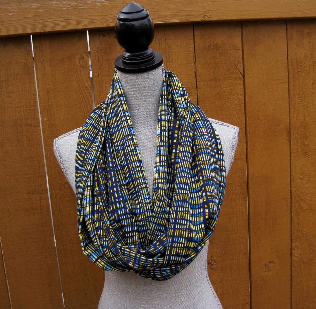 Multi-coloured Infinity Scarf Multi-coloured Scarf Blue - Etsy
