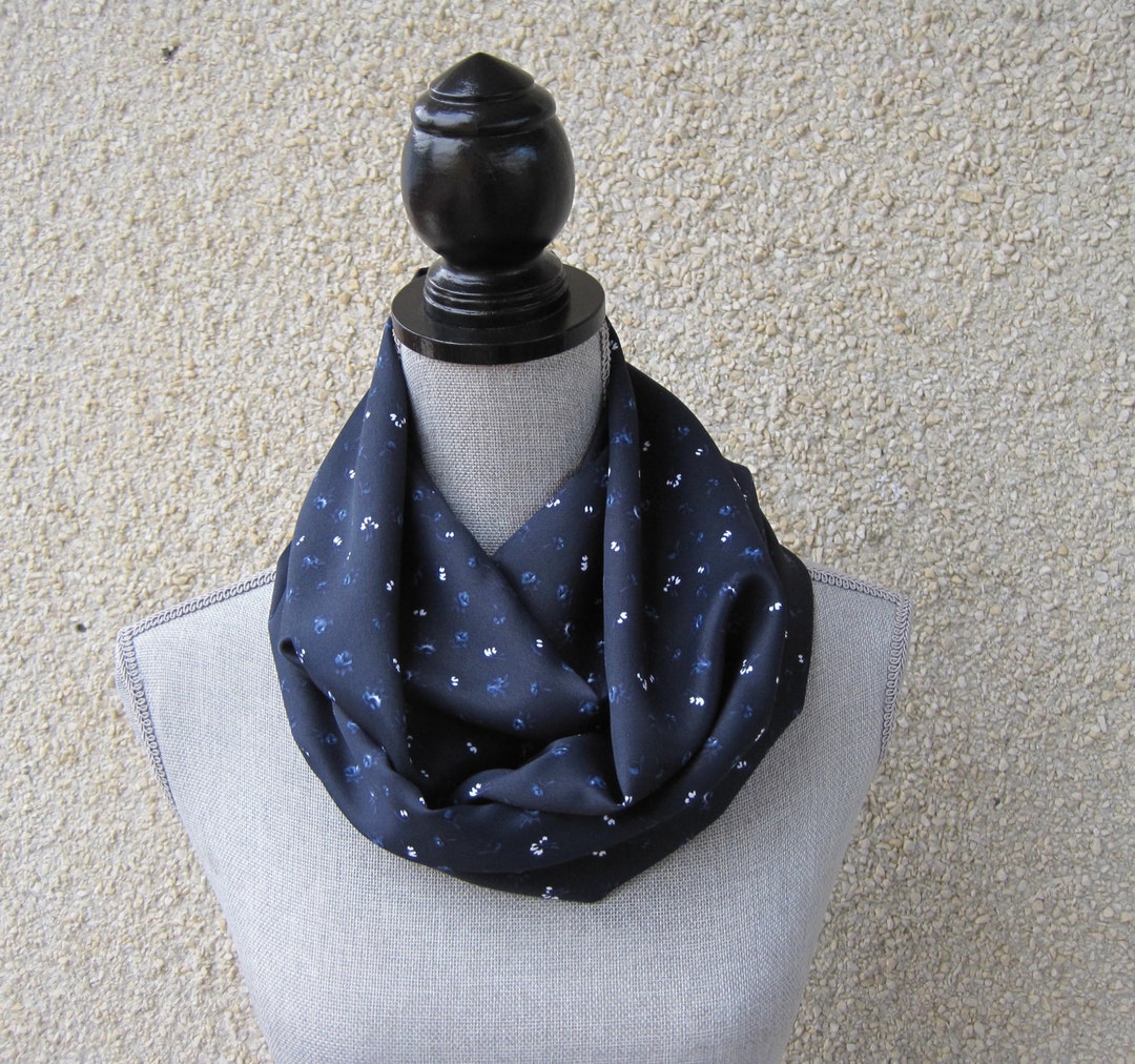 Blue Infinity Scarf, Navy Blue Scarf, Silky Scarf, Navy Business Scarf ...