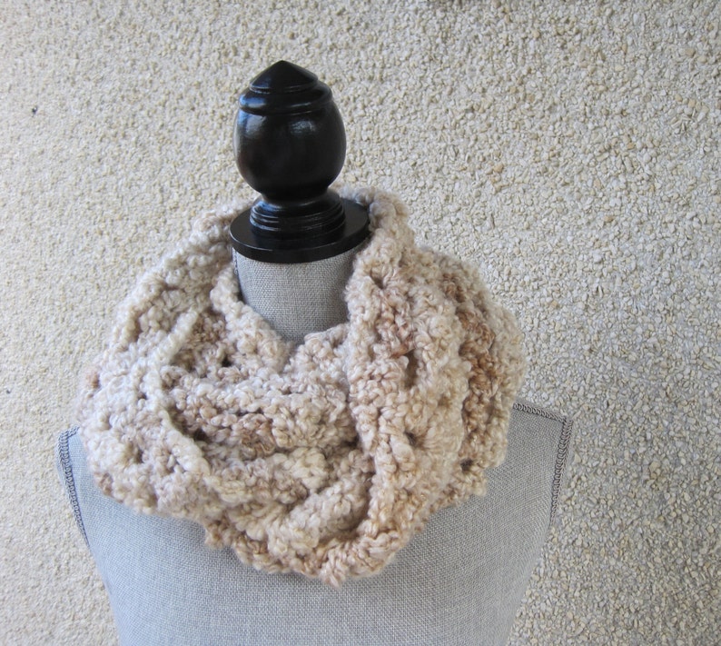 Crocheted Infinity Scarf Tube Scarf Loop Scarf Warm Scarf | Etsy