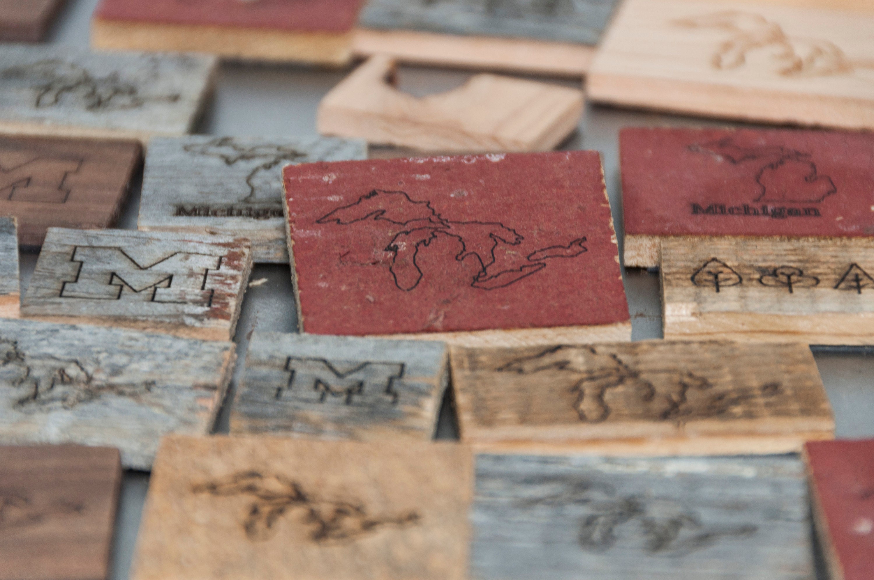 Barn Wood Etched Magnets Set of 4 Wooden Fridge Magnets | Etsy
