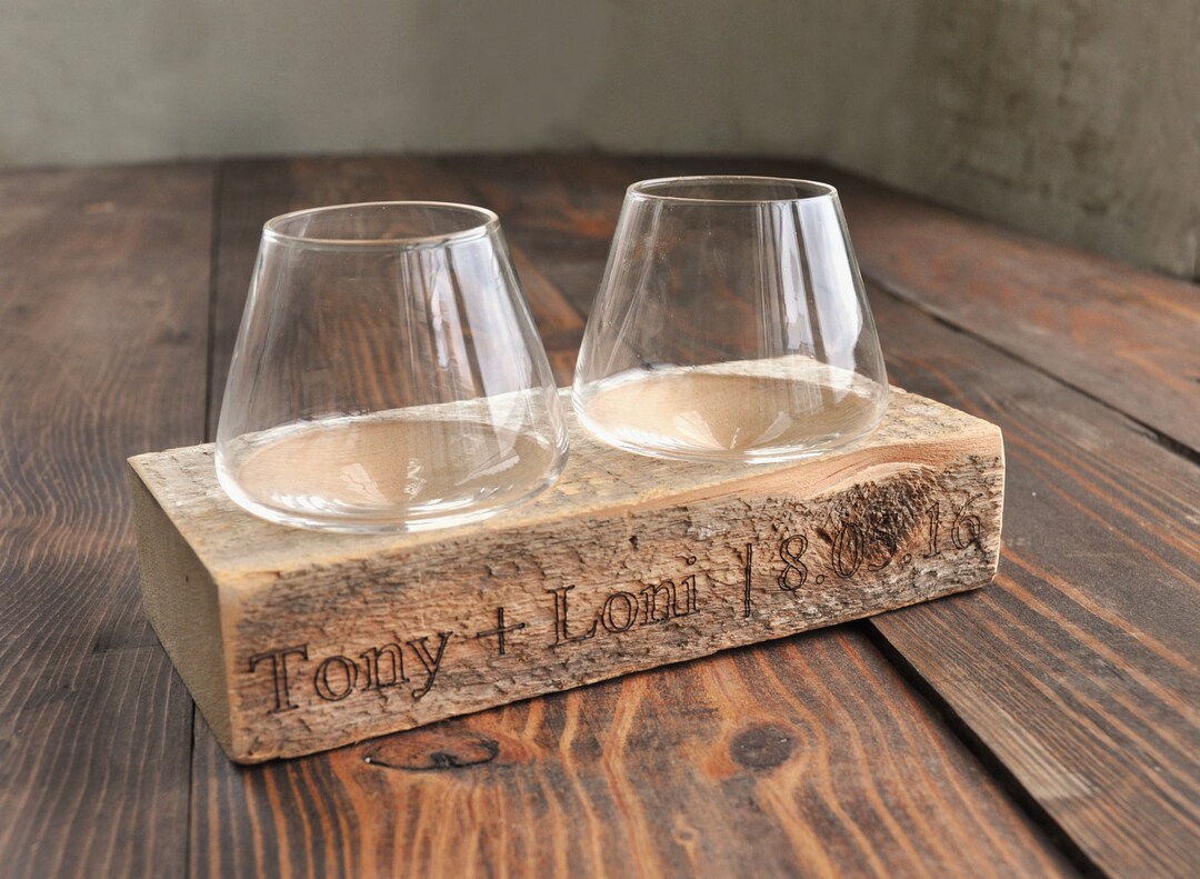 Revolving 5oz Glasses, Hand Blown Glass, Spinning Glasses, Engraved ...
