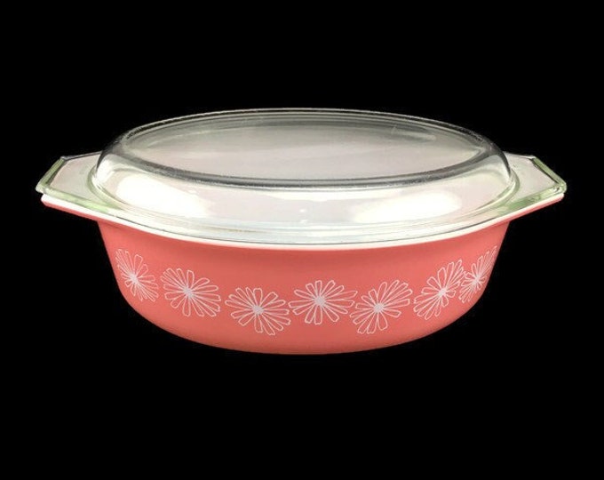 Pyrex Pink Daisy 2 1/2 Quart Oval Casserole Dish 045 With Lid 945C ...