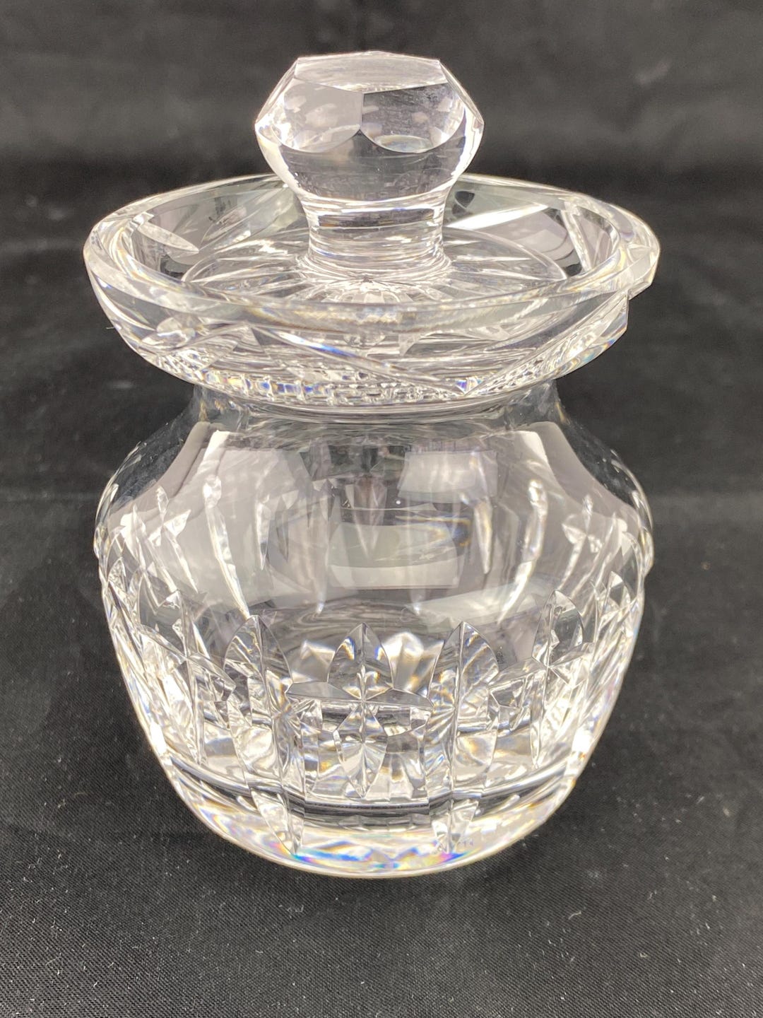 Signed Waterford Jam & Honey Jar Covered W/ Lid Faceted Crosses Clear ...