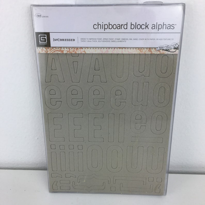 Basic Grey Undressed Chipboard Alphabet Numbers Sets U PIC Middleset Margie Bon Bon Mini ...