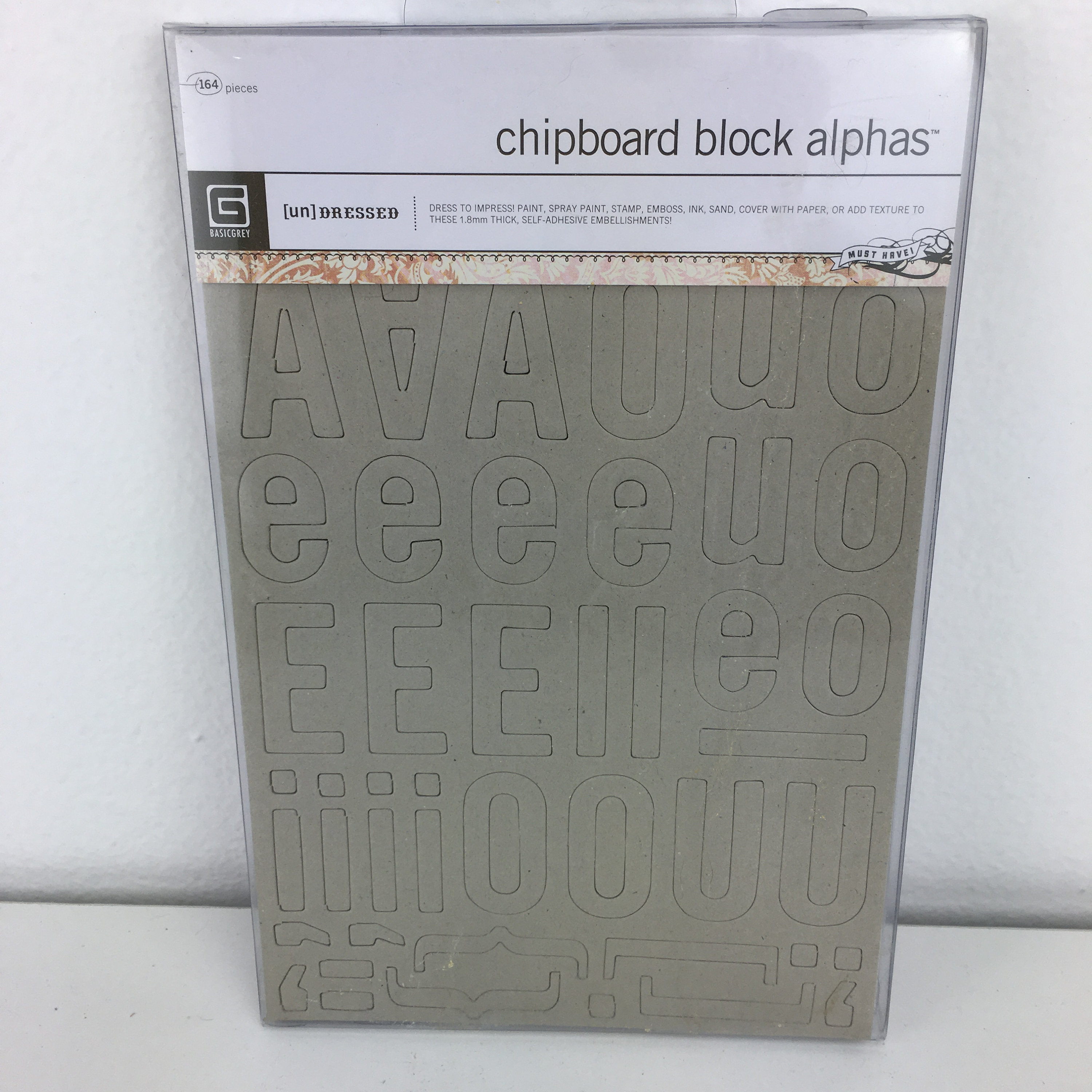 Basic Grey Undressed Chipboard Alphabet Numbers Sets U PIC Middleset Margie Bon Bon Mini ...