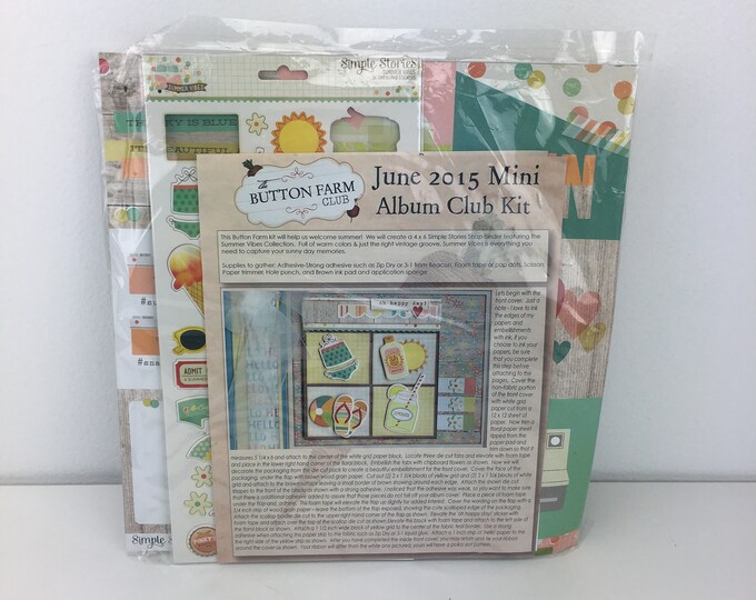 Button Farm Club Mini Album Kit June 2015 Simple Stories Summer Vibes ...