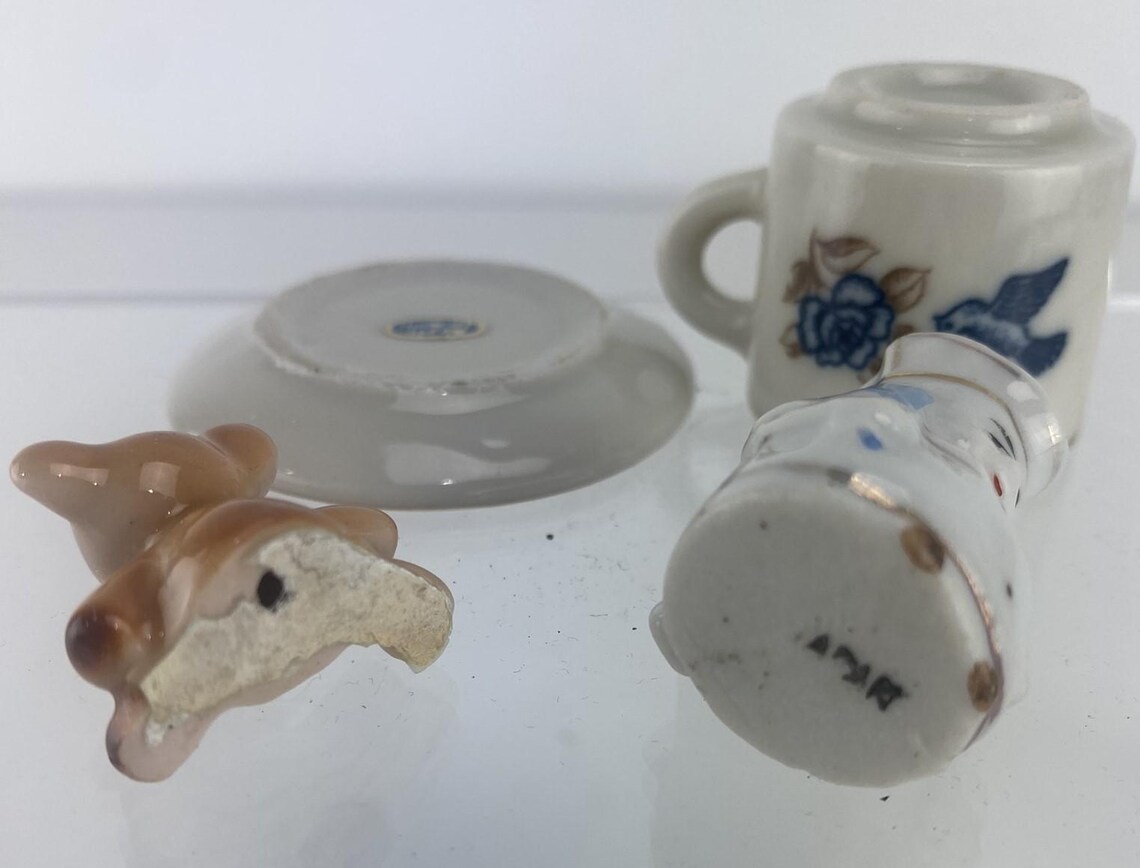 Porcelain Mini Figurines Lot of 3 I Love You Mom Cup & Saucer, Teddy ...