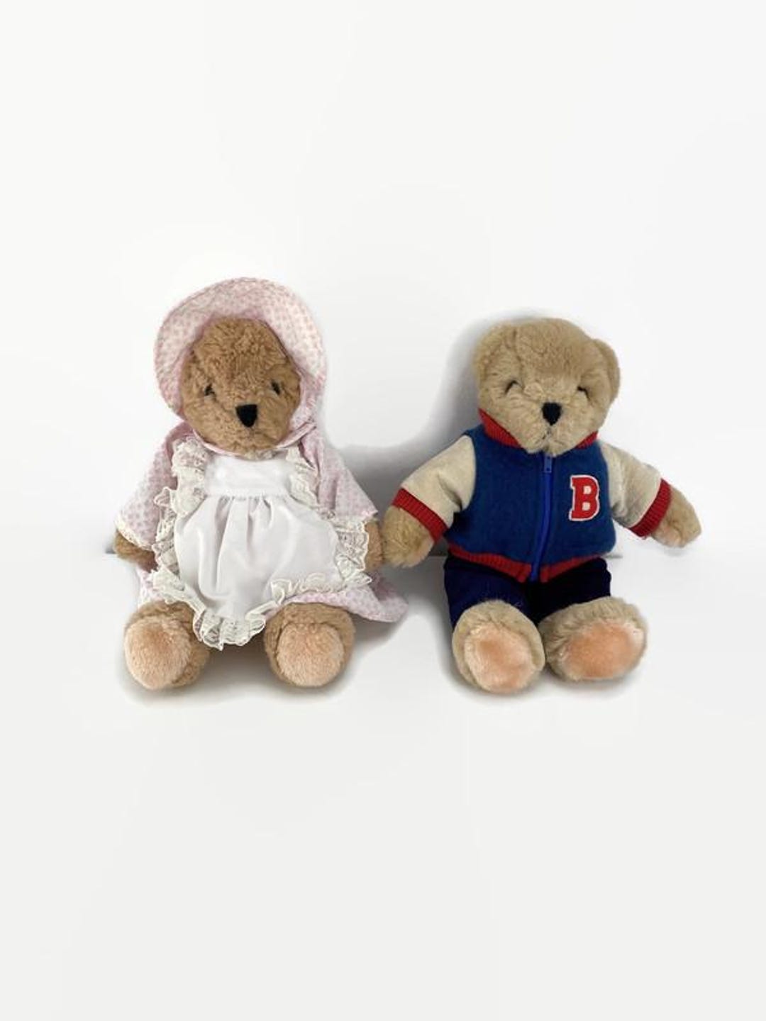 Carousel by Guy Teddy Bear Couple Pink Bonnet Girl Varsity Jacket Boy ...