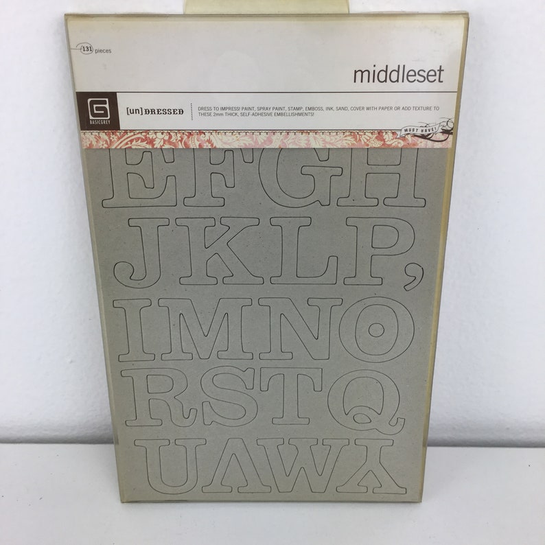 Basic Grey Undressed Chipboard Alphabet Numbers Sets U PIC Middleset ...