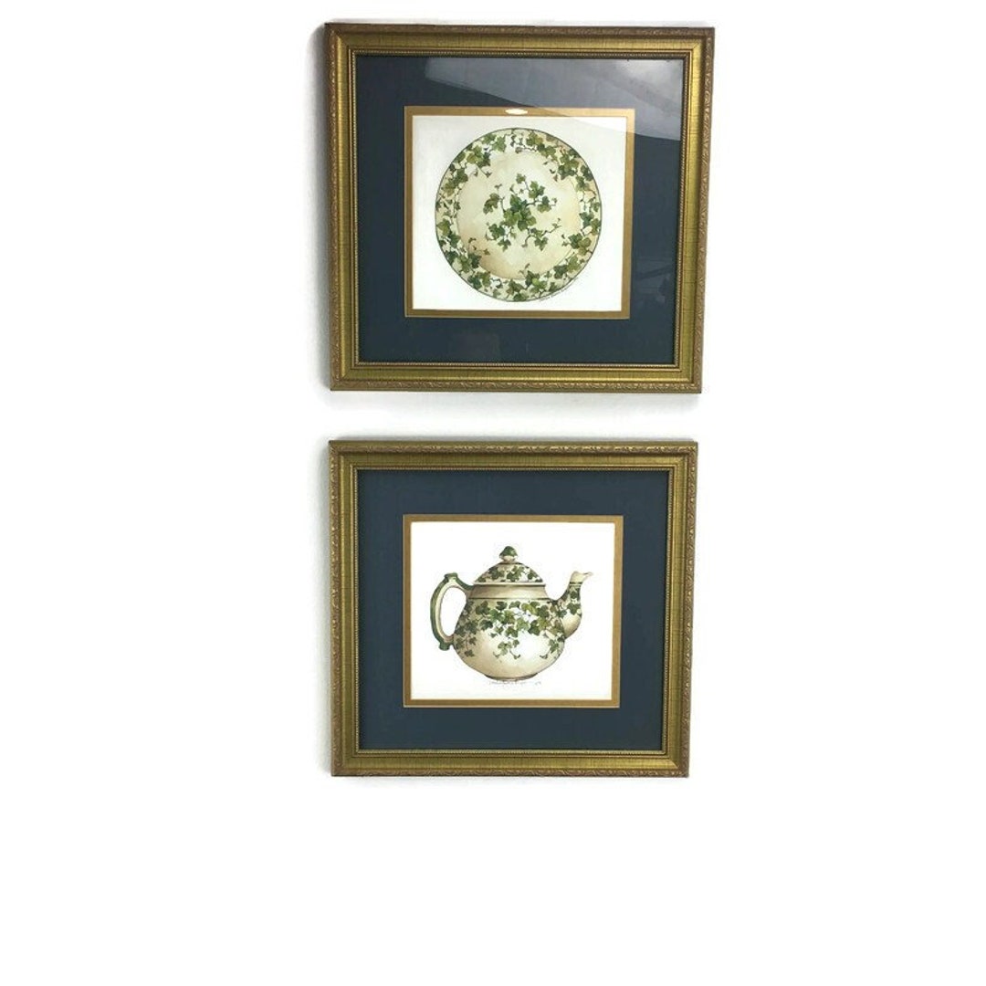 Aria Plate & Teapot Green Ivy Wall Art Signed Carolyn Shores Wright ...