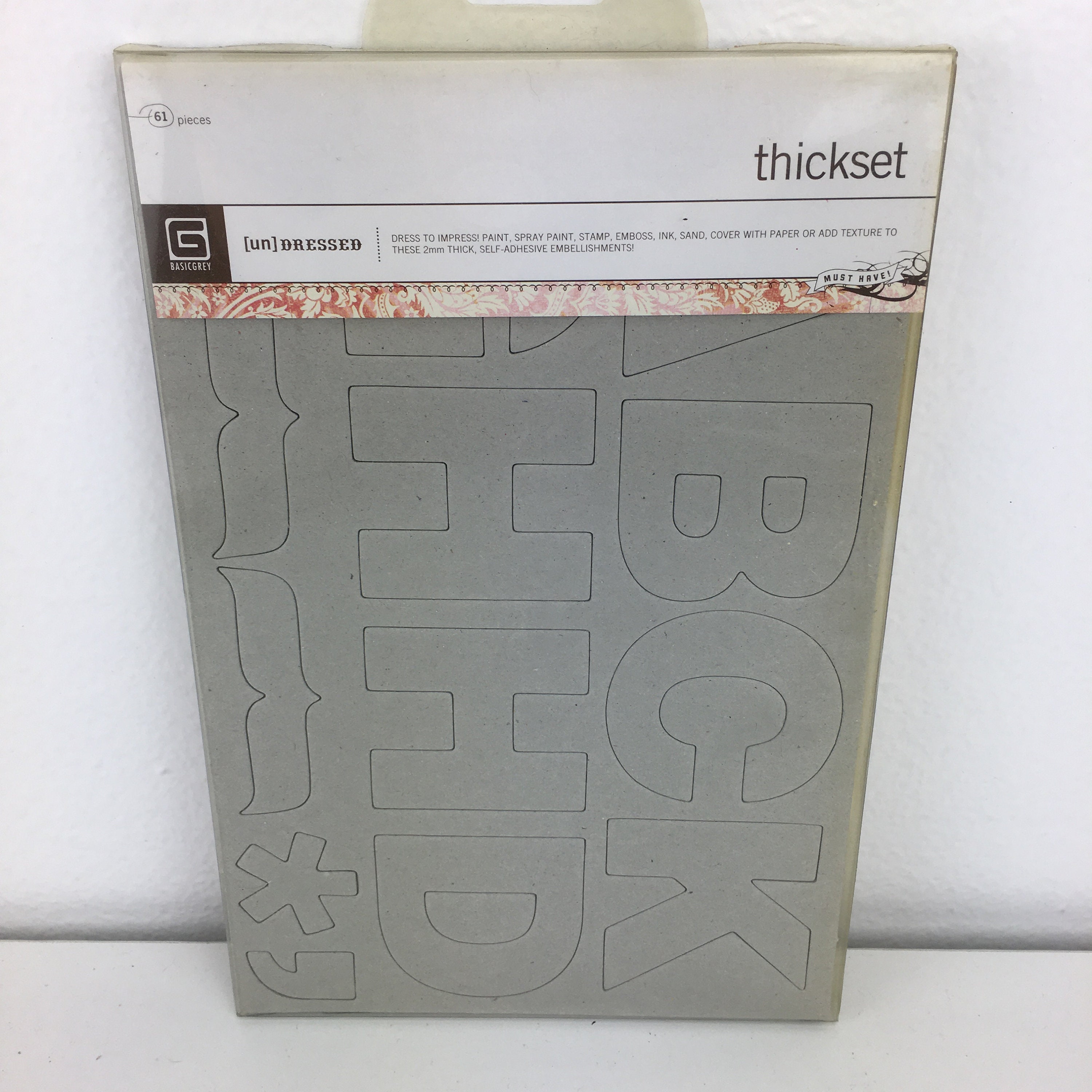 Basic Grey Undressed Chipboard Alphabet Numbers Sets U PIC Middleset Margie Bon Bon Mini ...