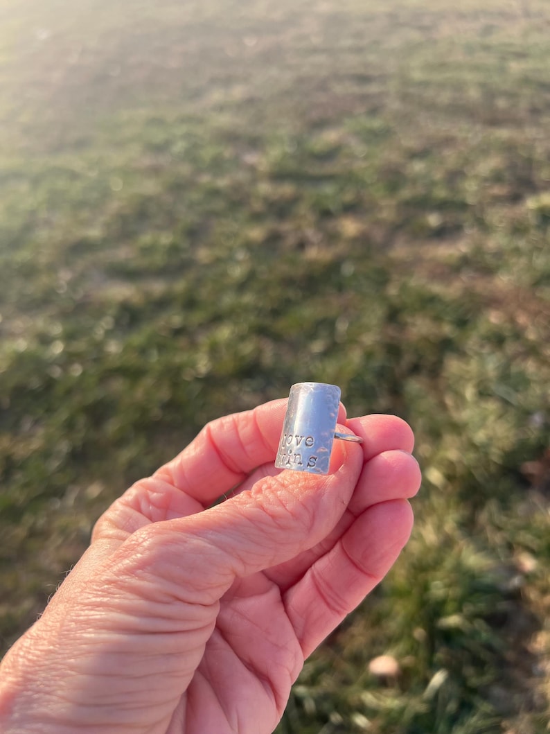Sterling Silver “love Wins” Inspirational Statement Ring - Etsy