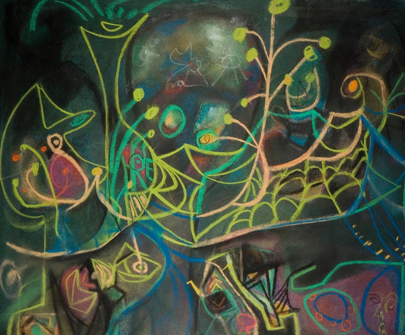 Pastel Trance Drawing - Etsy