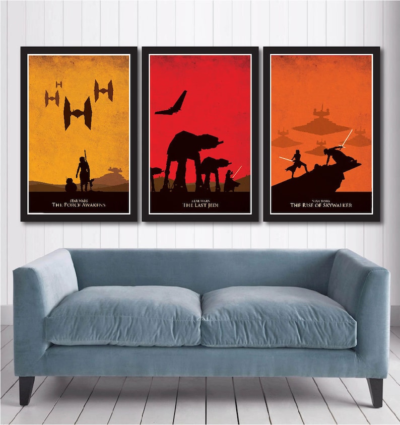 Star Wars Sequel Trilogy Poster the Force Awakens the Last - Etsy