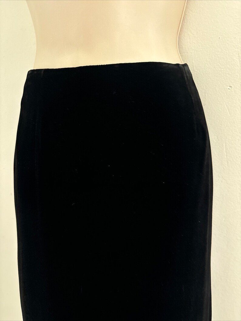 Ralph Lauren Goth Velvet Skirt Midi Pencil Size 8 Silk Rayon Black Emo ...