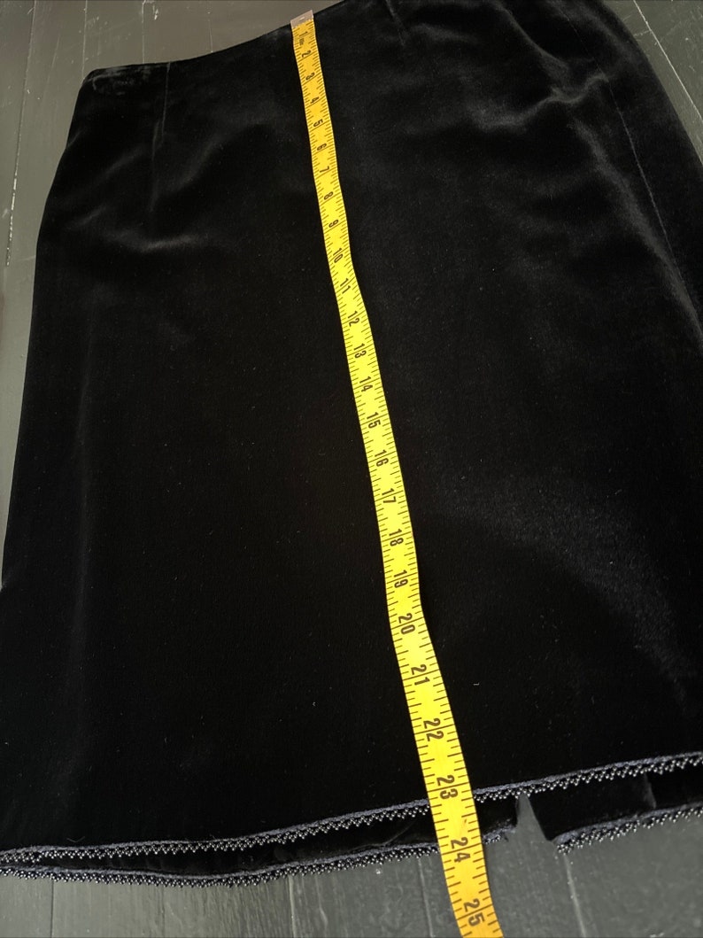 Ralph Lauren Goth Velvet Skirt Midi Pencil Size 8 Silk Rayon Black Emo ...