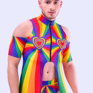 Rainbow Pride Outfit, Rave Outfit, Pride Men Outfit, Asymmetrical Rave ...