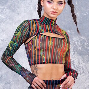 Rave Mesh Set, Rave Crop Top, Mesh Shrug Top, Mesh Bolero, Festival ...