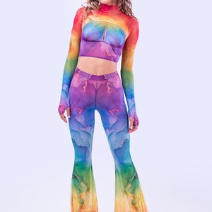 Rave Outfit, Festival Set, Pride Pants, Rave Clothing, Mesh Crop Top ...