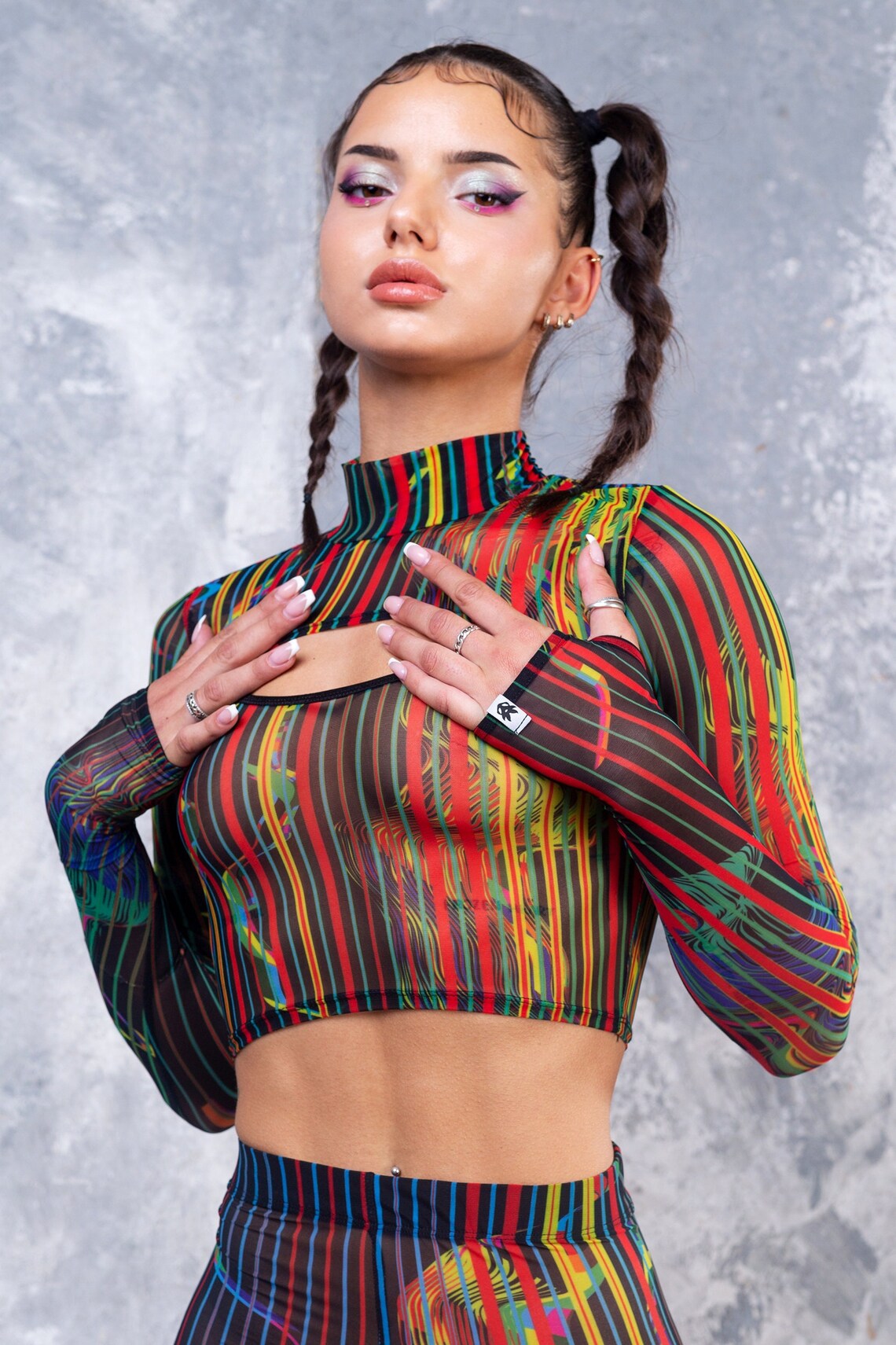 Rave Mesh Set Rave Crop Top Mesh Shrug Top Mesh Bolero - Etsy