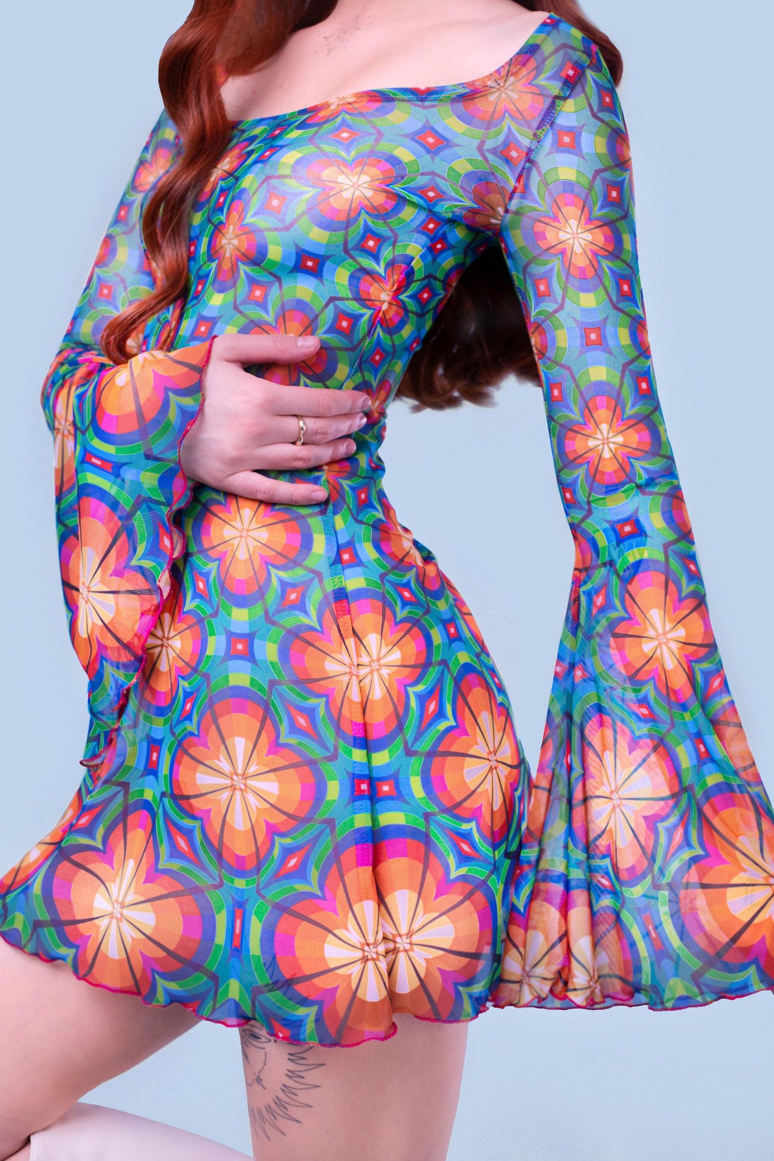Boho Sheer Mini Dress for Women, See Trough Festival Dress for Women ...