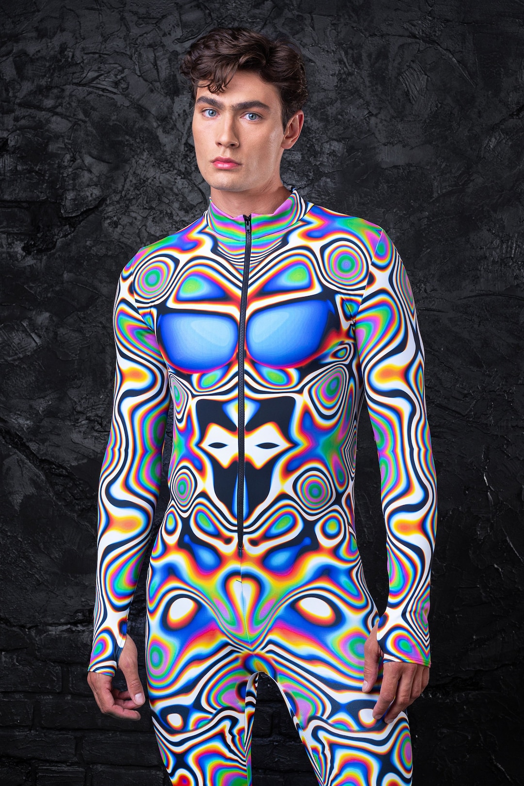 Rave Bodysuit Men, Music Festival Male Costume, Rave Clothing Men ...