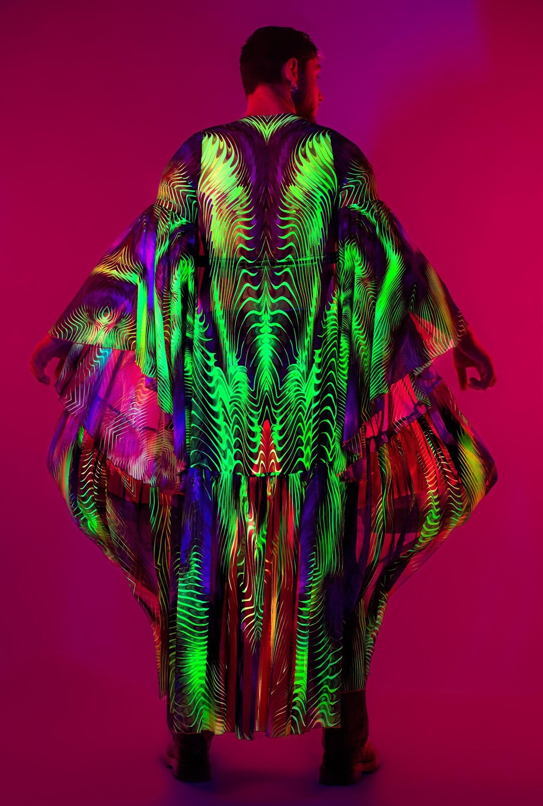 Festival Mesh Duster, UV Light Reactive Duster, Unisex Party Duster ...