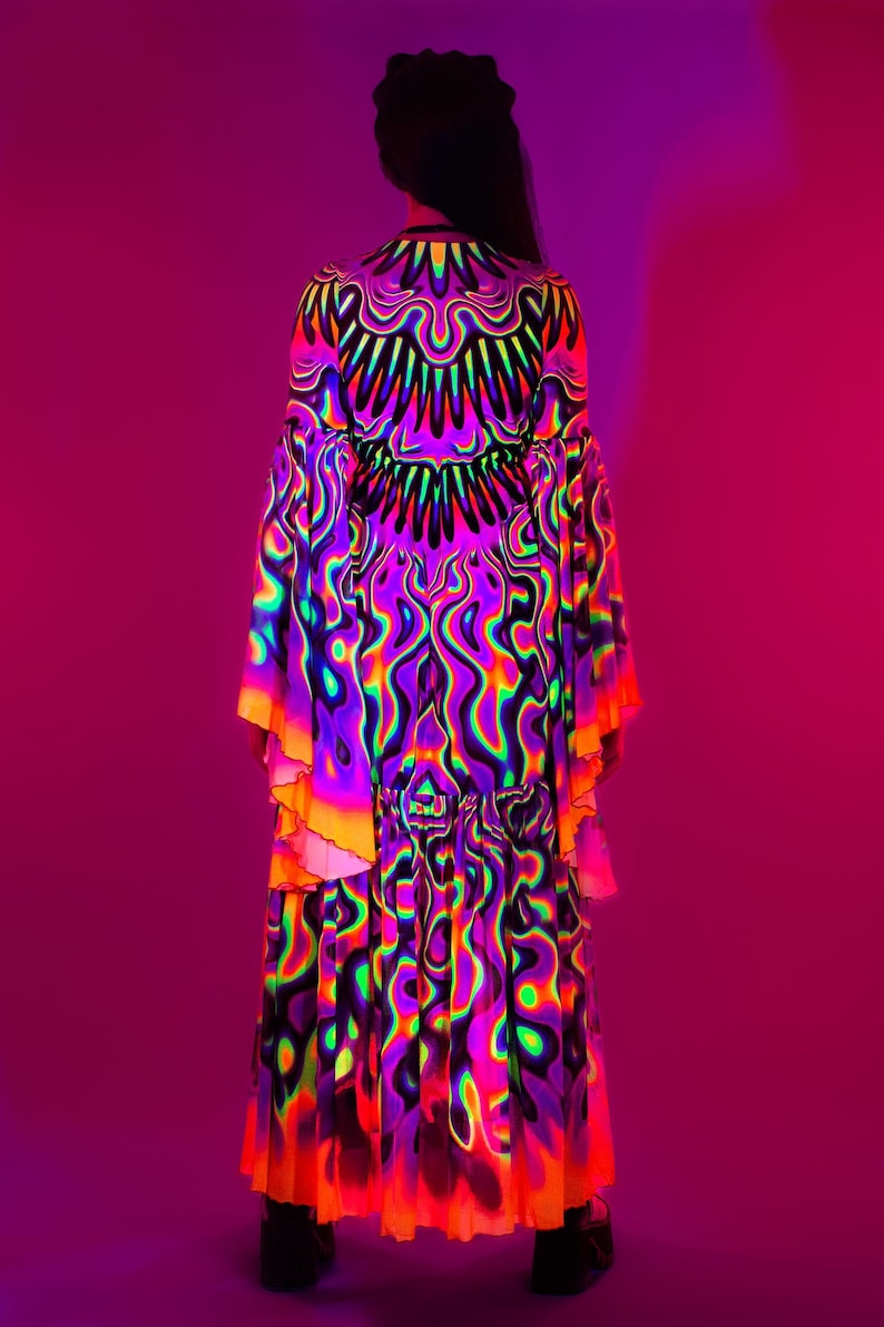 Festival Mesh Duster, UV Light Reactive Duster, Festival Robe, Disco ...