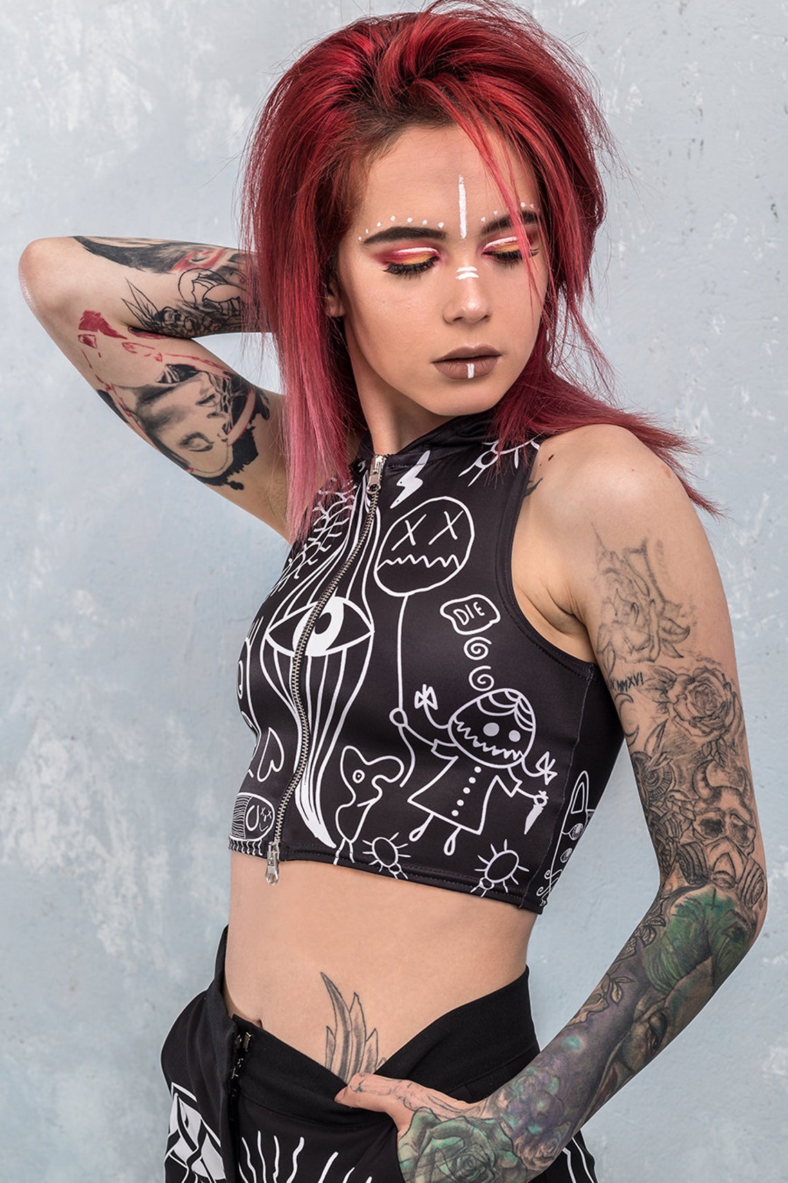 Hooded Rave Top Festival Crop Top Rave Tank Top Hooded Top | Etsy