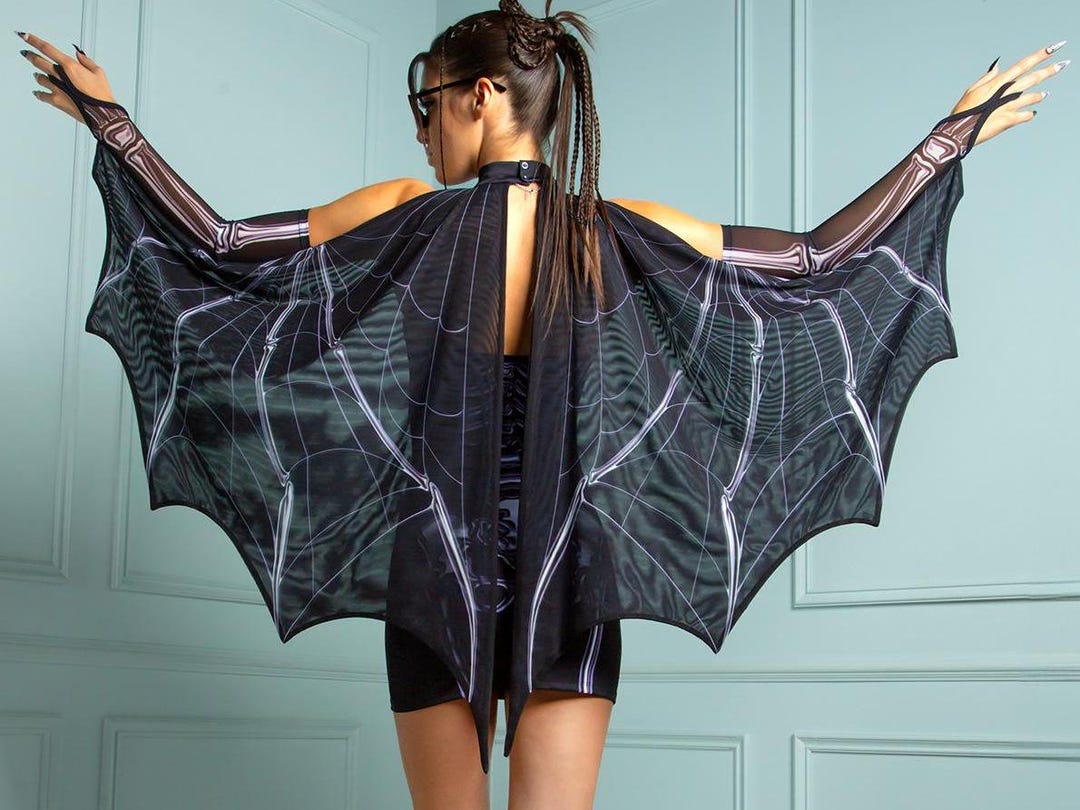 Unique Bat Wings, Cosplay Minimal Dress, Bat Dress Women, Transparent ...