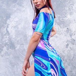 Psychedelic Dress, Rave Maxi Dress, Sexy Rave Skirt, Open Front Dress ...