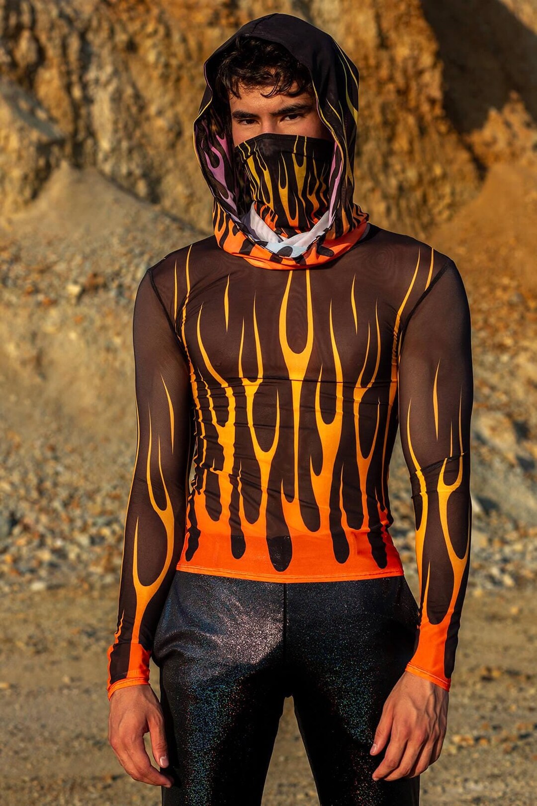 UV Light Reactive Top, Black Light Reactive Top, Male Sheer Rave Top ...