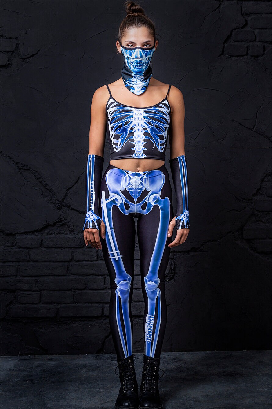 Full Halloween Costume Women Skeleton Top Skeleton Mask | Etsy