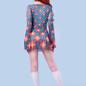 Boho Sheer Mini Dress for Women, See Trough Festival Dress for Women ...