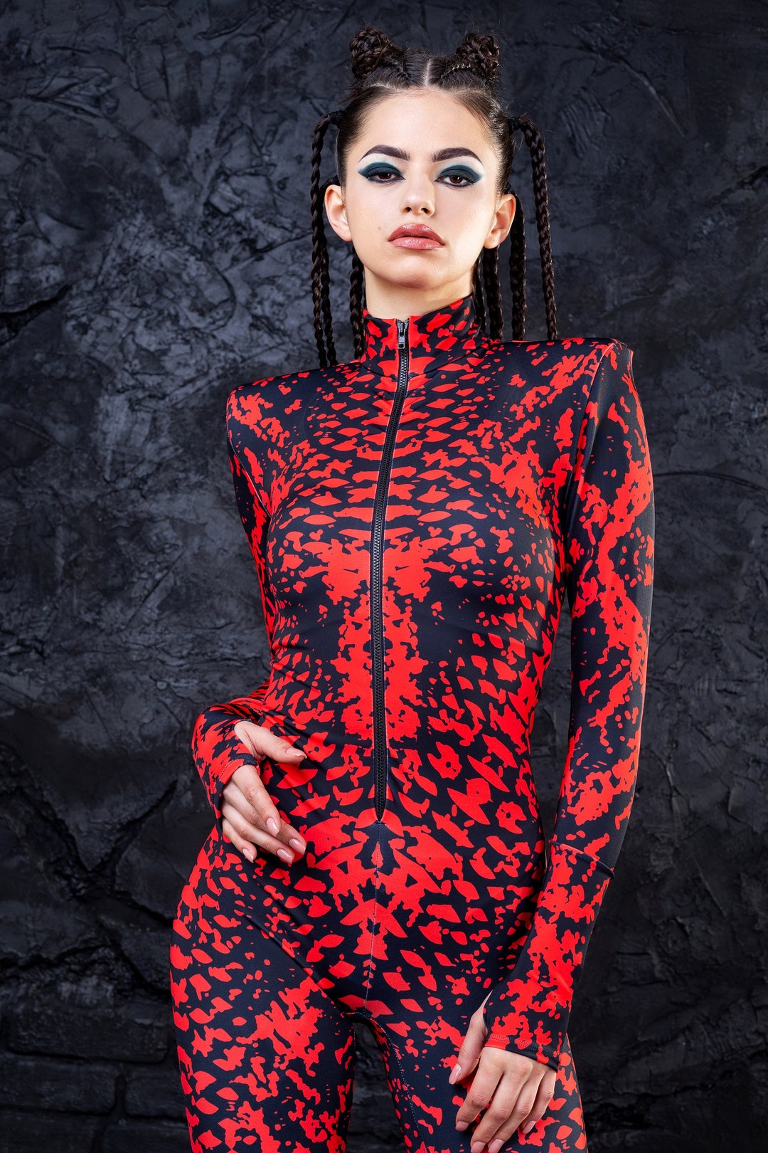 Red Snake Costume Women Red Rave Bodysuit Animal Costume - Etsy