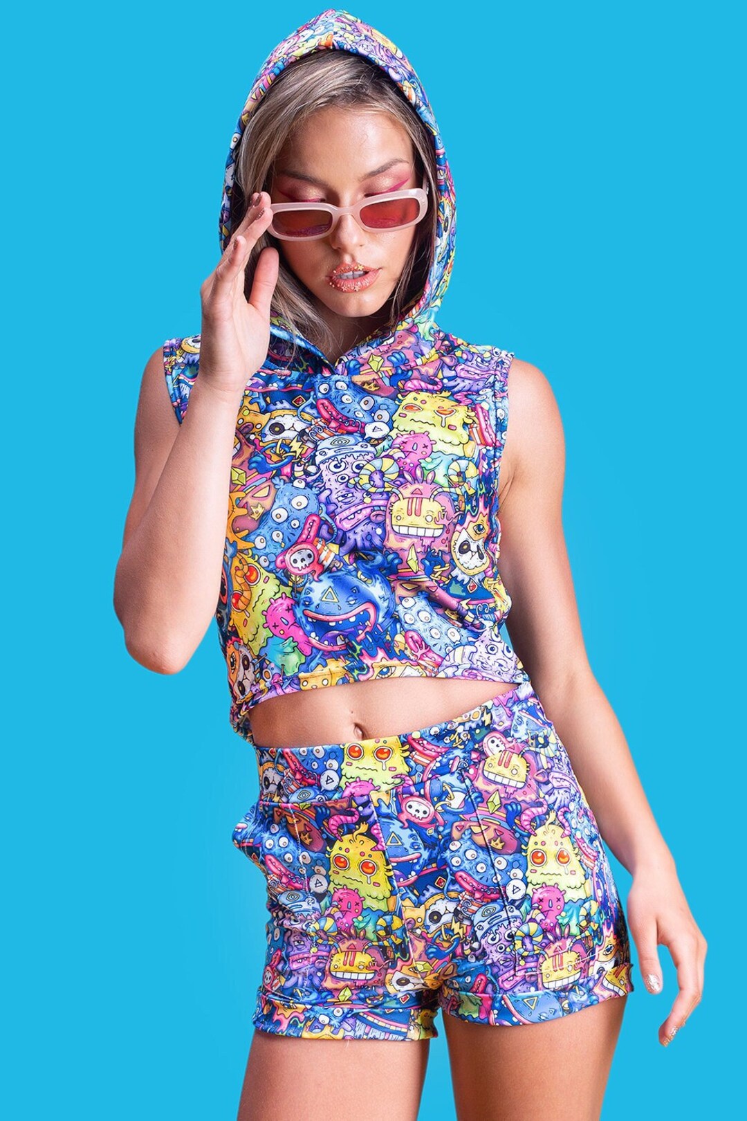 Hooded Summer Top, Hooded Tank Top, Festival Top, Rave Top, Rave Wear ...