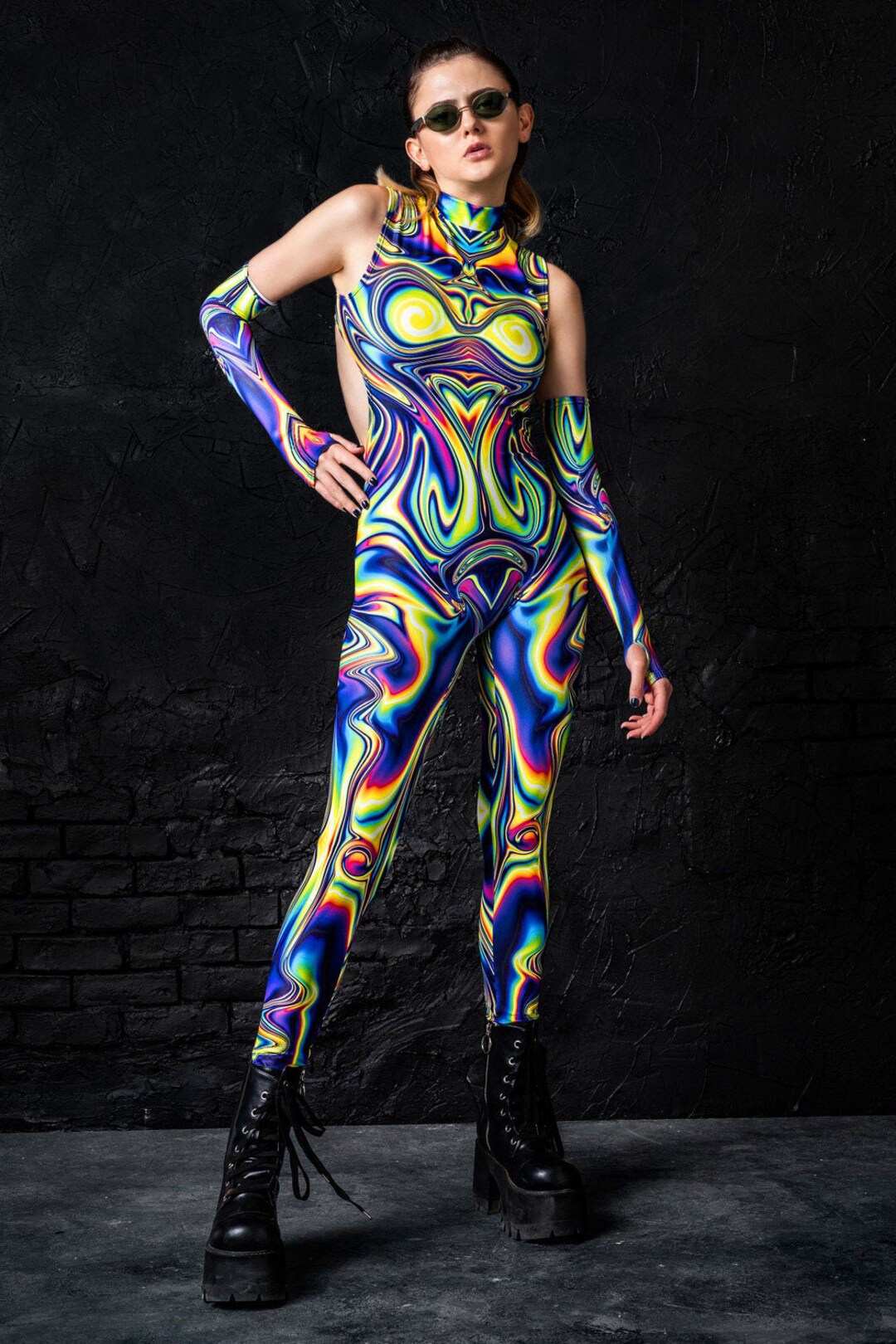Psychedelic Catsuit, Sexy Rave Catsuit, Pole Dance Costume, Aerial ...