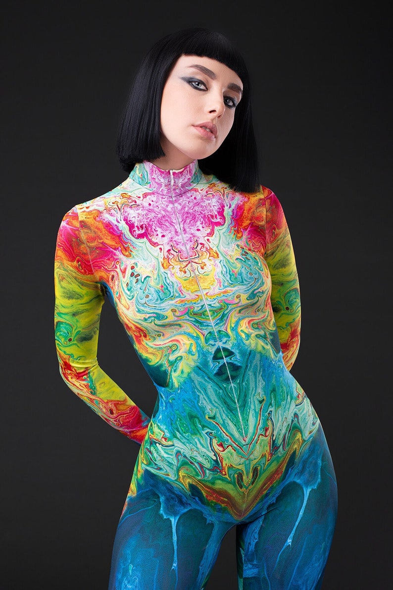 Rave Bodysuit For Women Festival Costume Women Rave Catsuit Etsy